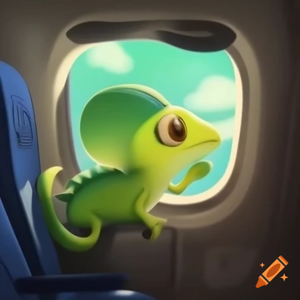 Cute lizard on airplane on Craiyon