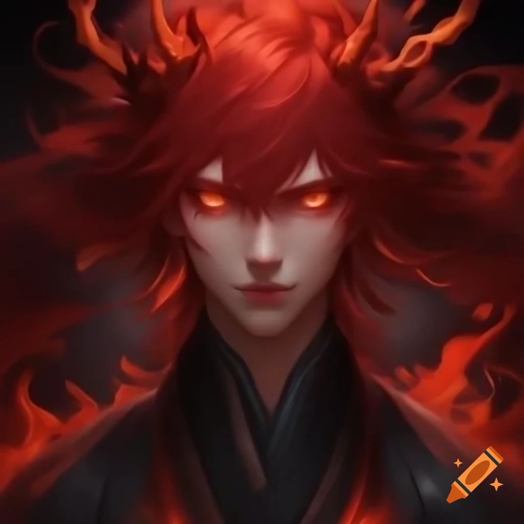 Individual with fiery red hair and blue eyes, resembling a human with ...