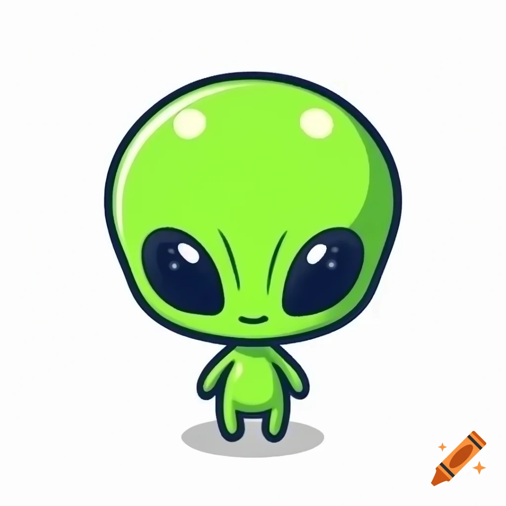 Simple cartoon of a little green alien on Craiyon