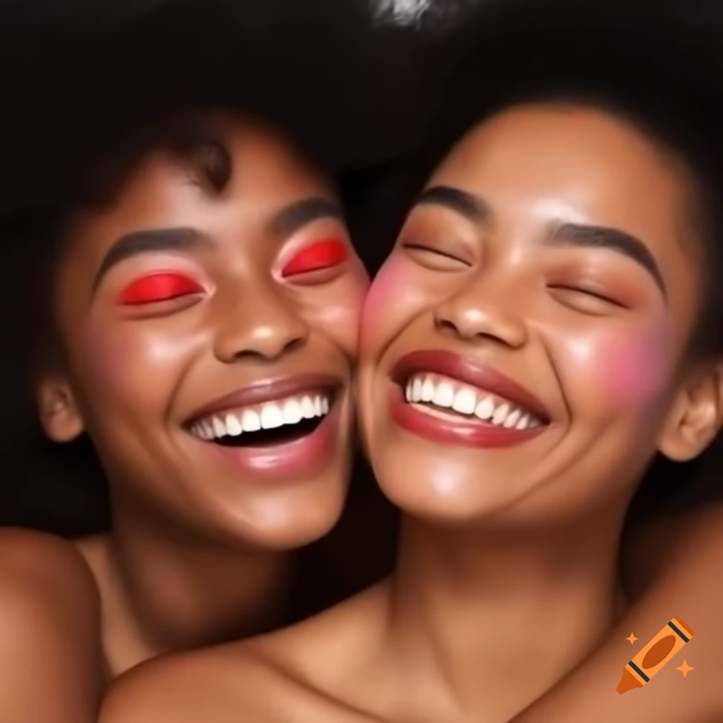 Two individuals sharing joyful expressions, showcasing a close bond on ...