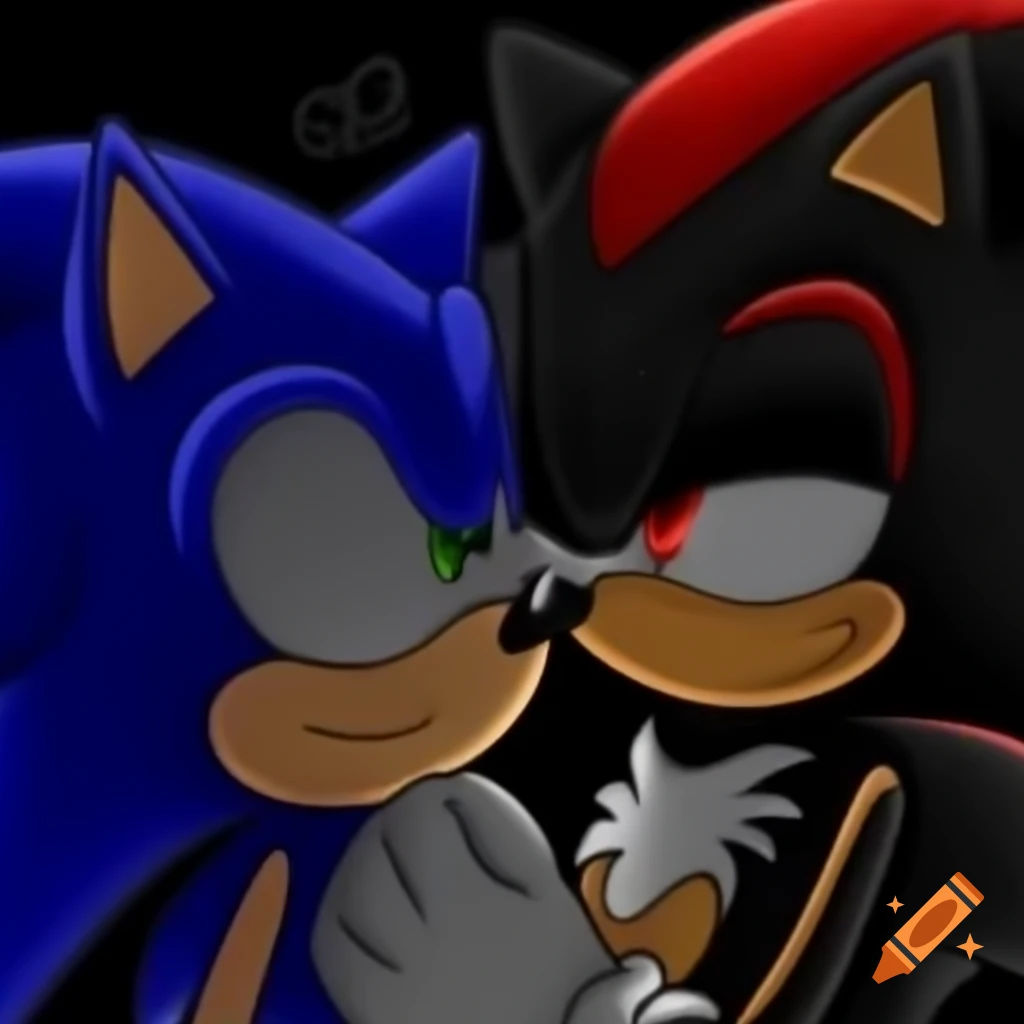 Sonic and Shadow the Hedgehog sharing a moment on Craiyon