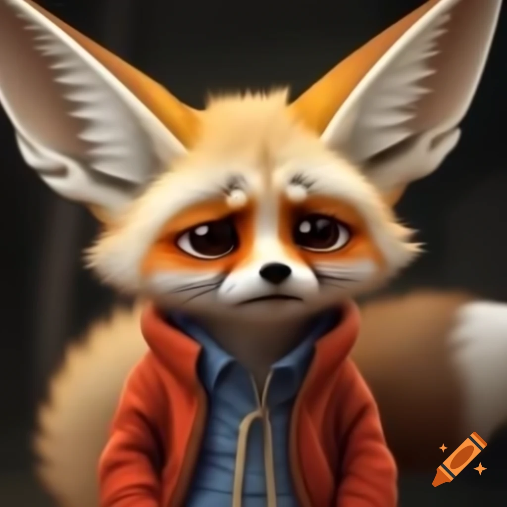 Crying anthropomorphic fennec fox in cartoon style on Craiyon