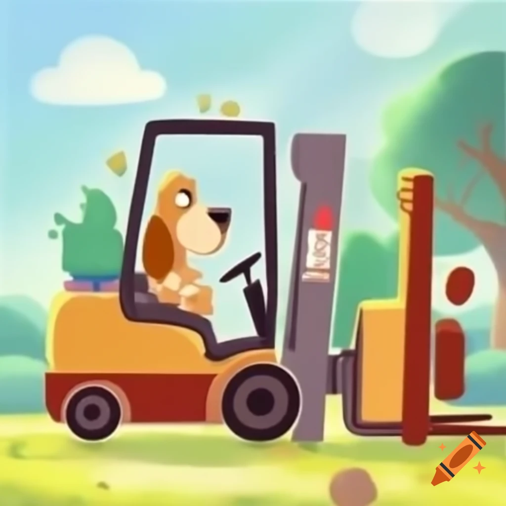 Children's book cover featuring basset hound Opie driving a forklift on ...