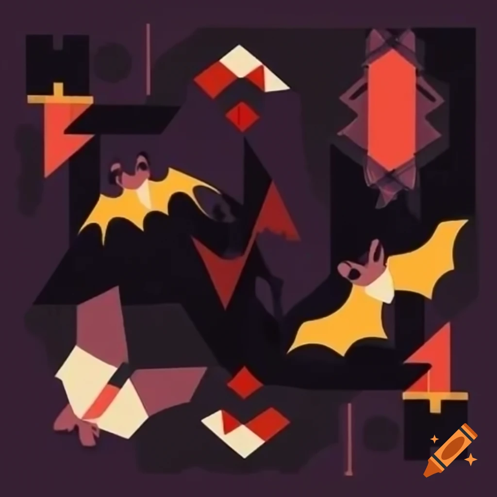 Abstract cubist representation of bats with geometric forms on Craiyon