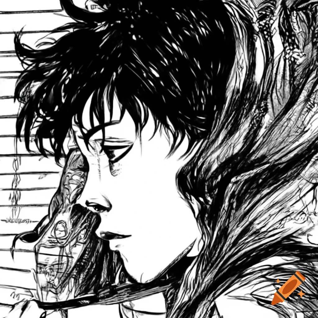 Close-up manga panel depicting melancholy and dramatic intensity in ...