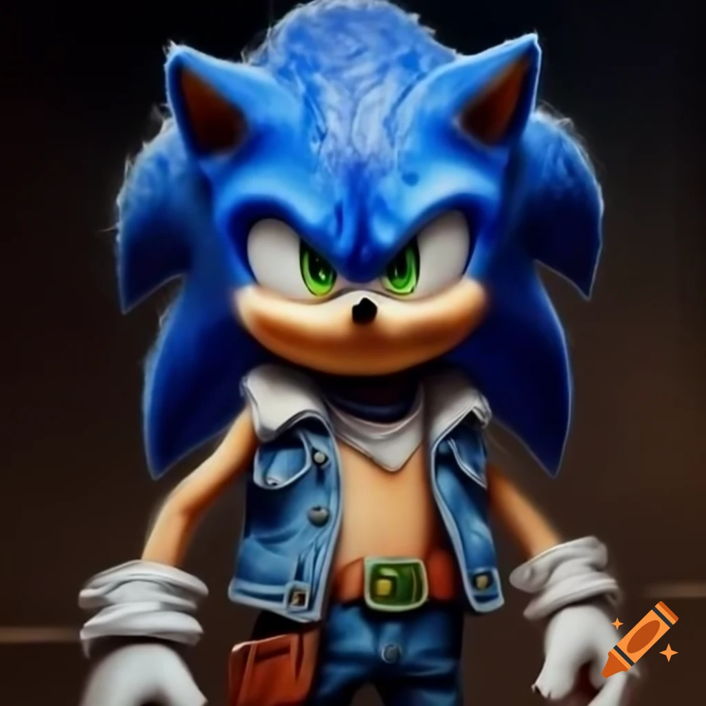 Ultra-detailed painting of sonic the hedgehog in denim jacket and jeans ...