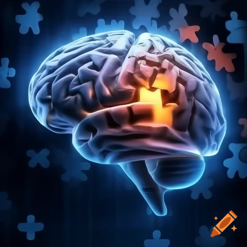 Futuristic puzzle-themed brain design in high definition on Craiyon