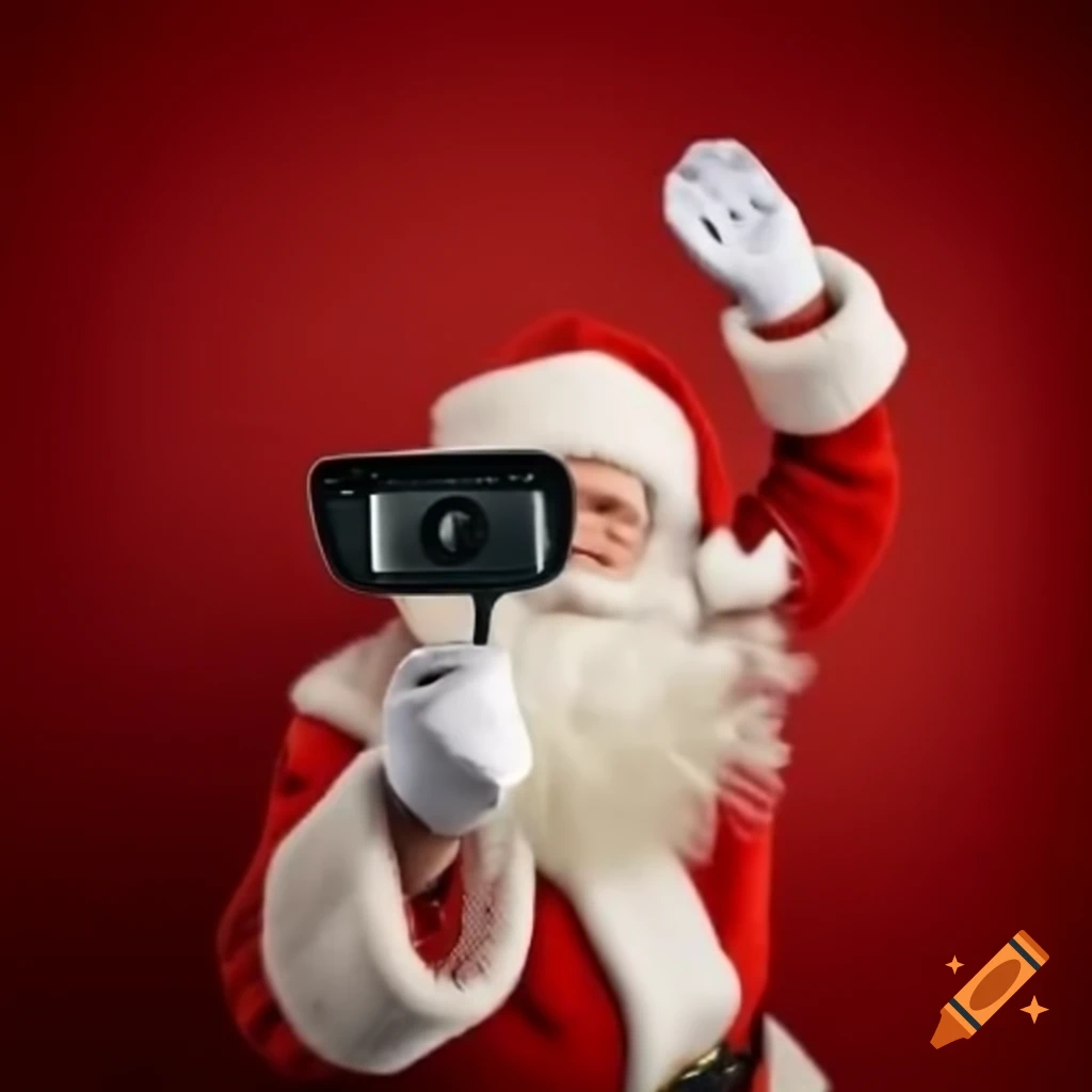 Humorous christmas scene featuring santa captured on cctv on Craiyon