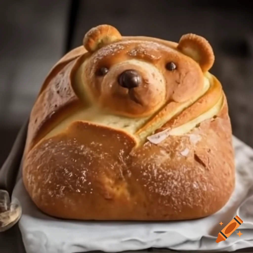 Teddy bear shaped loaf of bread on Craiyon