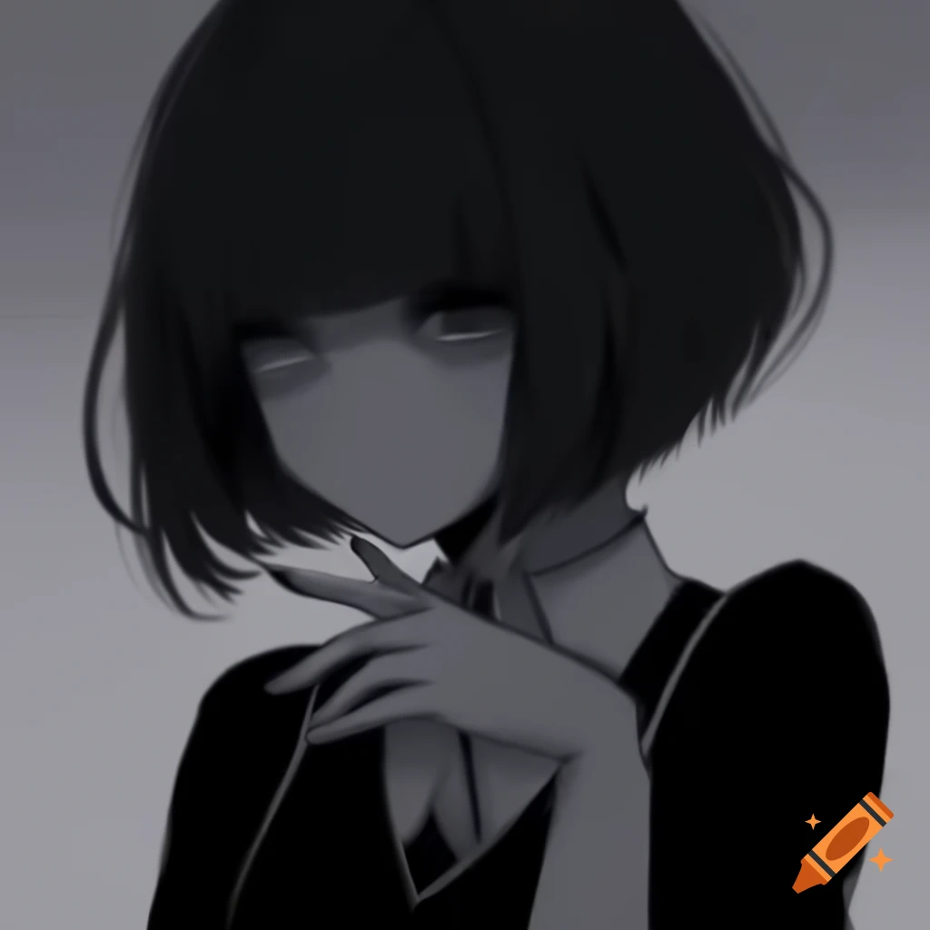 Monochrome illustration reflecting Menhera fashion in a sorrowful pose ...