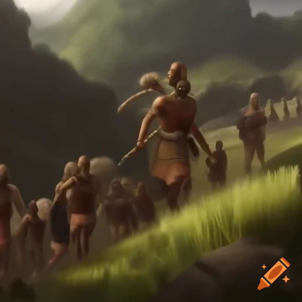 Concept of ancient migration illustrating human and animal movement on ...