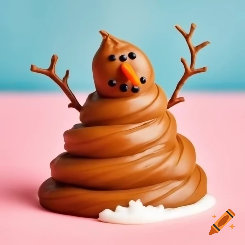 Humorous brown snowman character made from unconventional material on ...