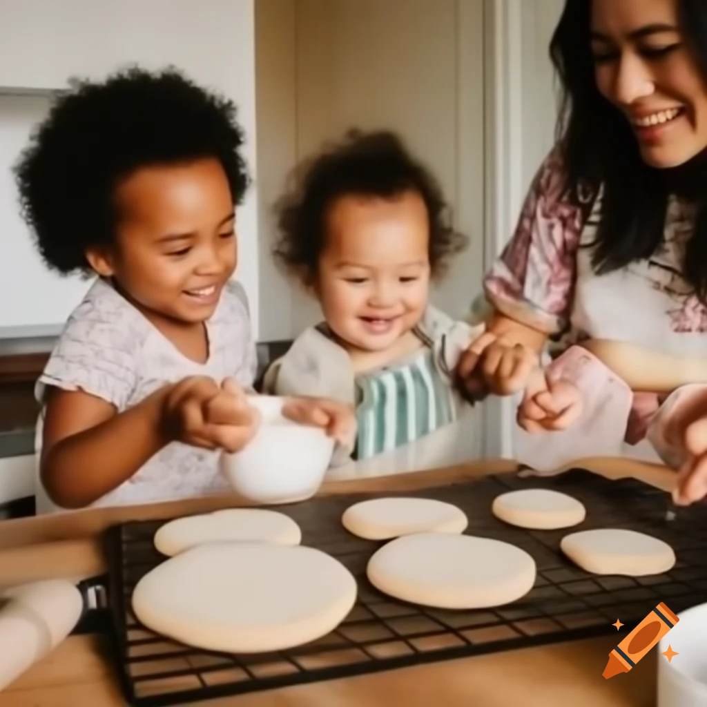 Tuvaluan family baking cookies for Christmas in Aotearoa on Craiyon