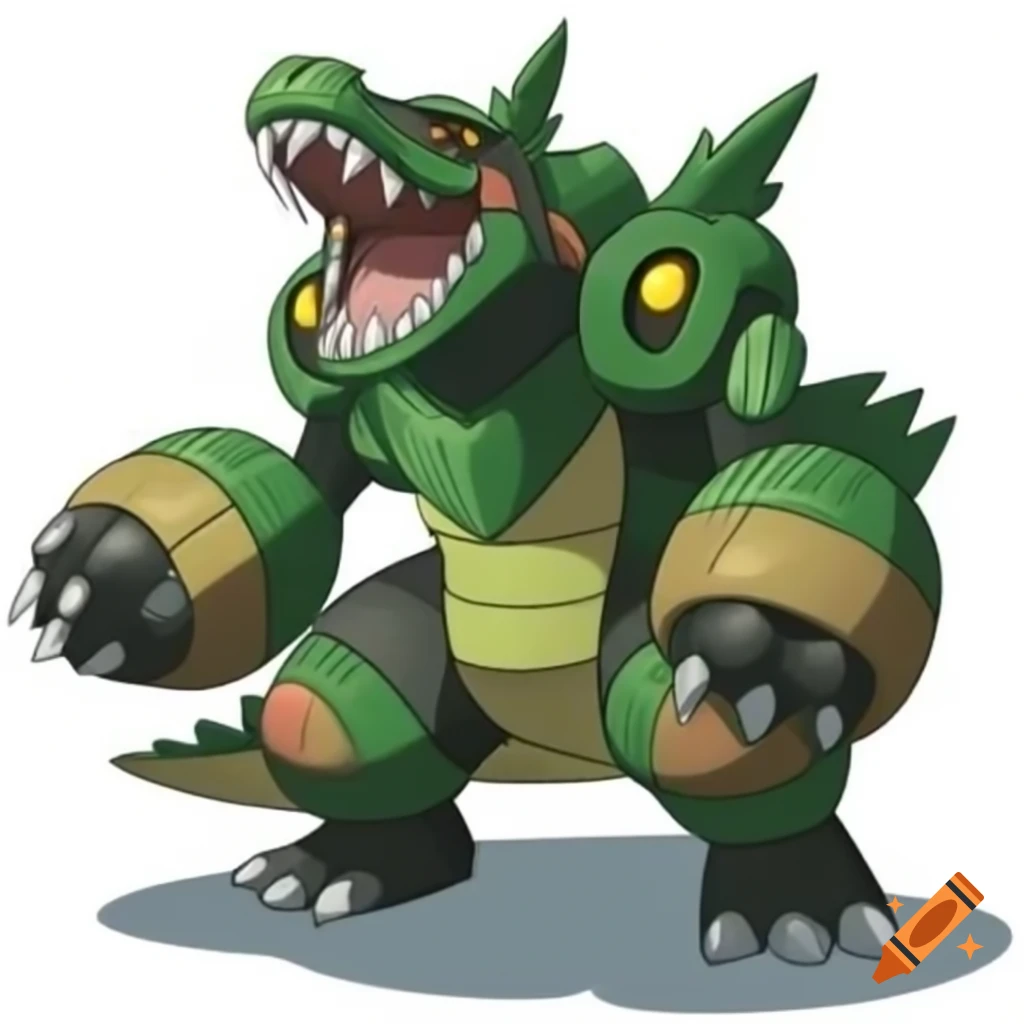 Miretooth pokémon, muddy alligator with mossy armor and glowing yellow ...