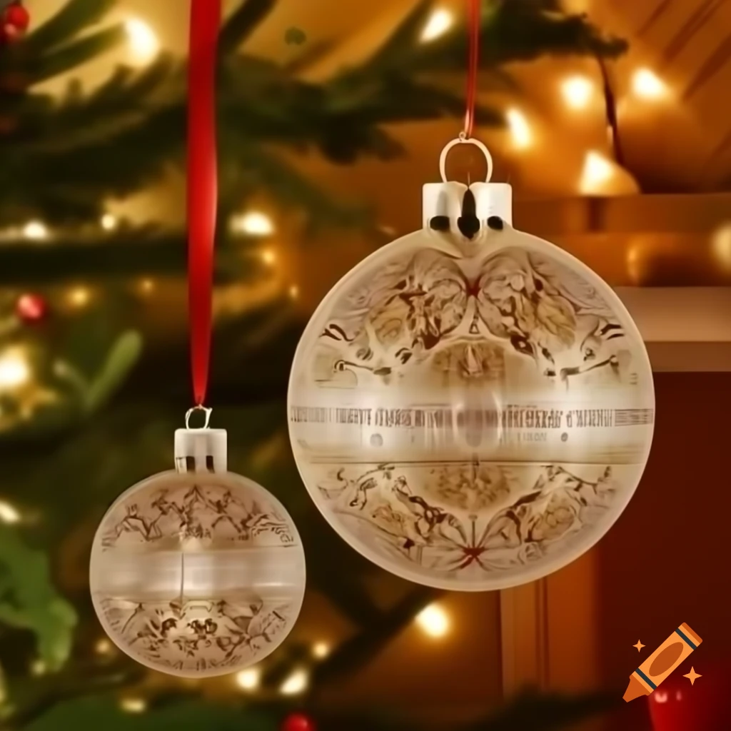 Christmas decoration featuring two prominent baubles on Craiyon
