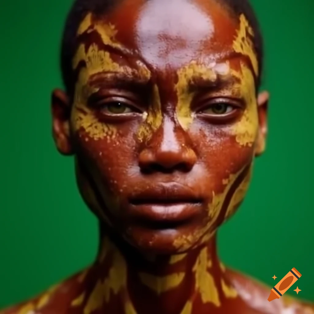 Hyperrealistic rendering of a humanoid figure with glossy skin against ...