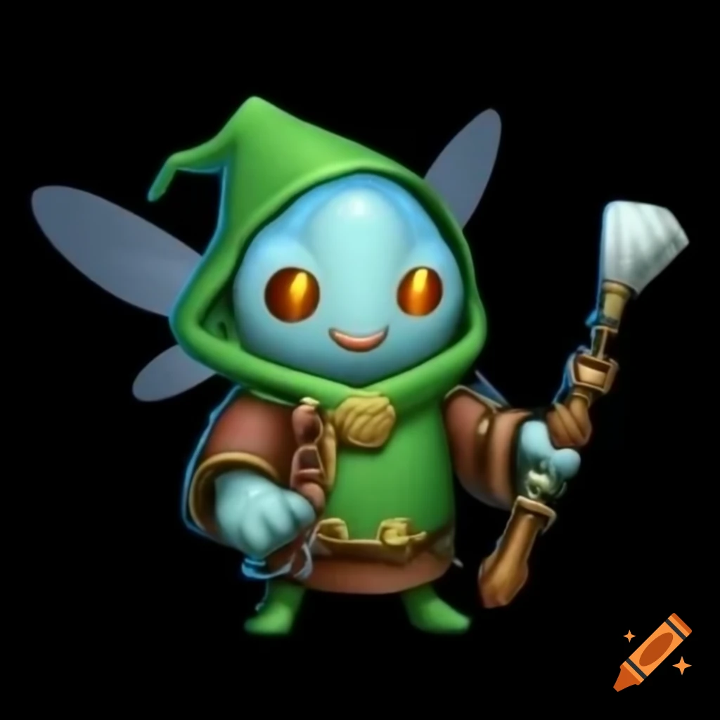 Concept art of Dicey the Mischievous Sprite, a whimsical creature with ...