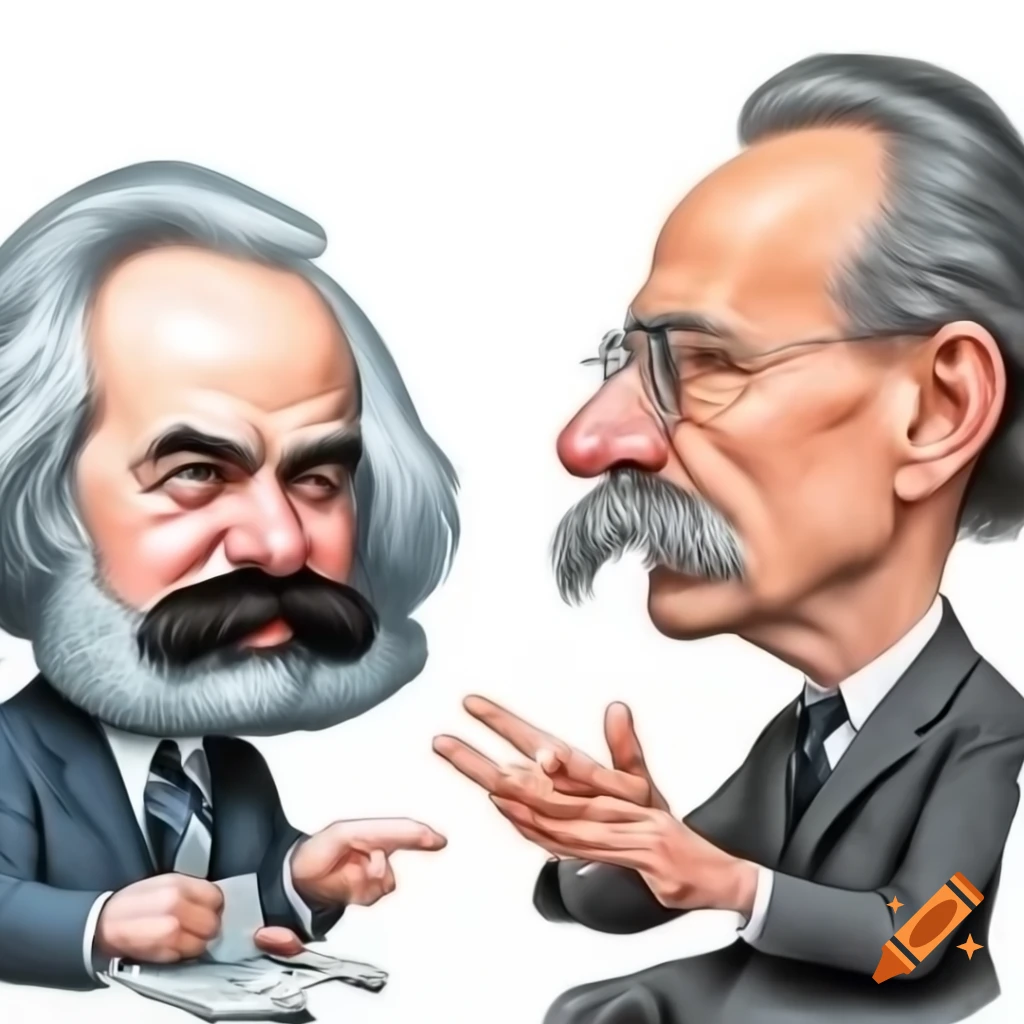 Caricature of Karl Marx, Emile Durkheim, and Max Weber in discussion on ...