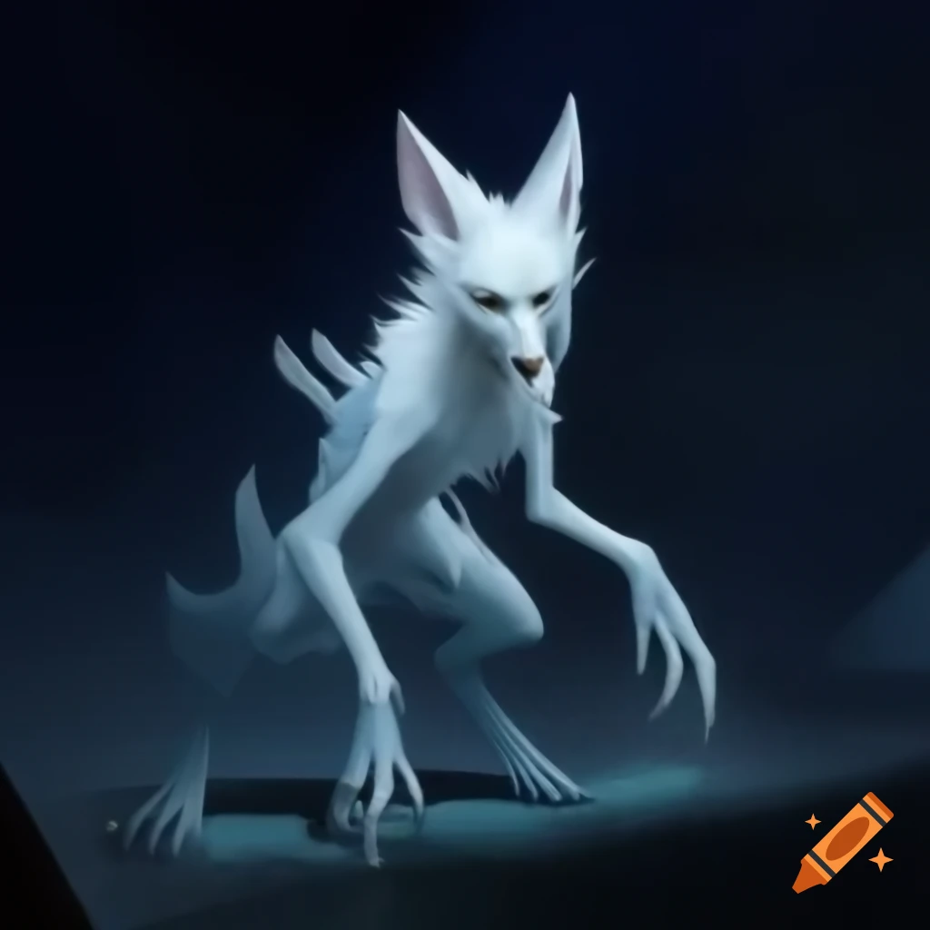 Frostfang Skimmer, a small fox-like creature with silver fur and sharp ...