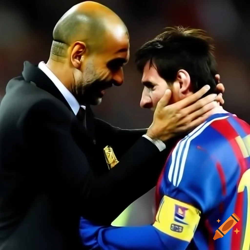 Candid moment of pep guardiola and lionel messi showcasing strong bond ...