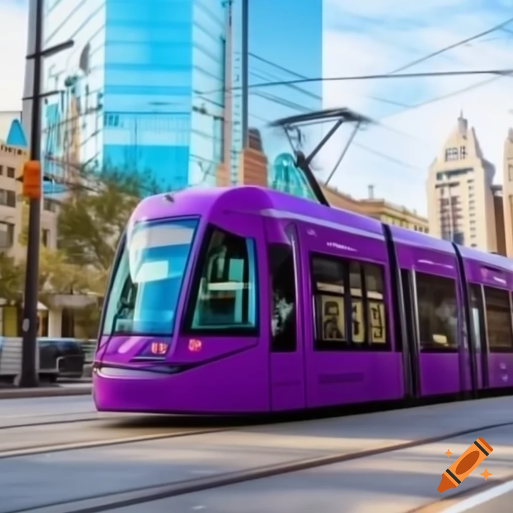 Modern low floor tram design inspired by brookville liberty in purple ...