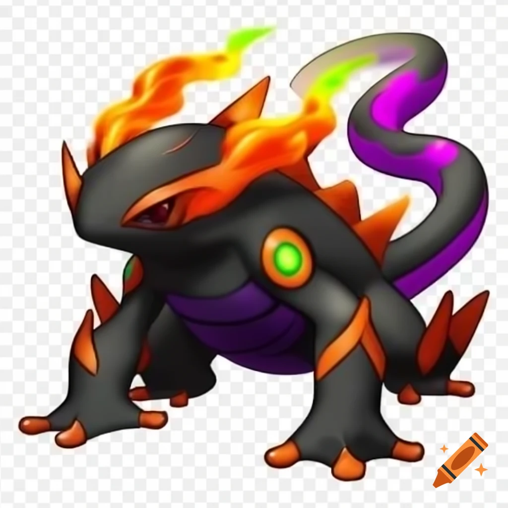 Inferno Frog, a vibrant purple amphibian with fiery patterns on Craiyon