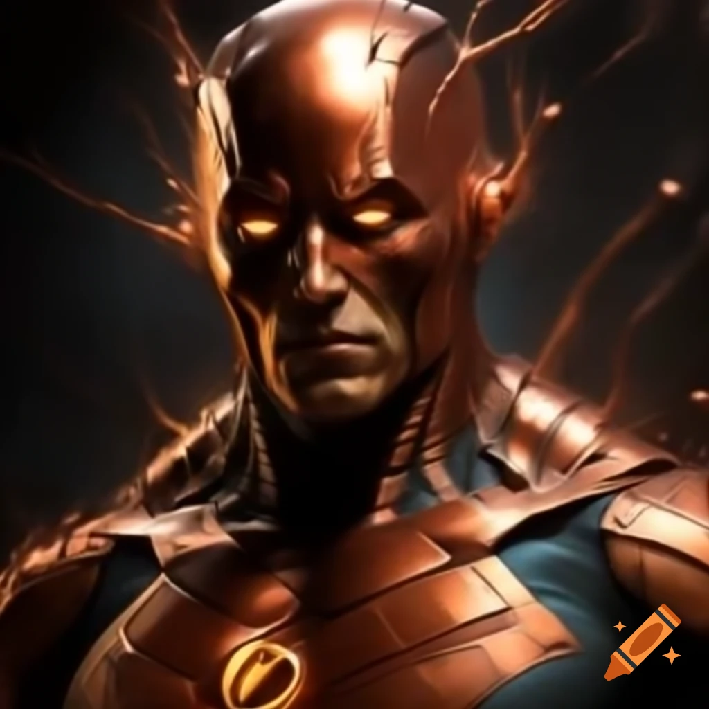 Copper as a superhero character, reddish-brown metal with unique ...