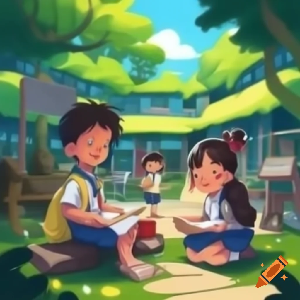 Poster of a beautiful school science garden with a spacious layout on ...