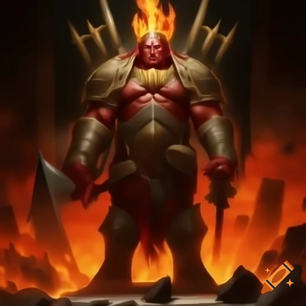 Imposing character captain scoville with ember-like glowing skin on Craiyon