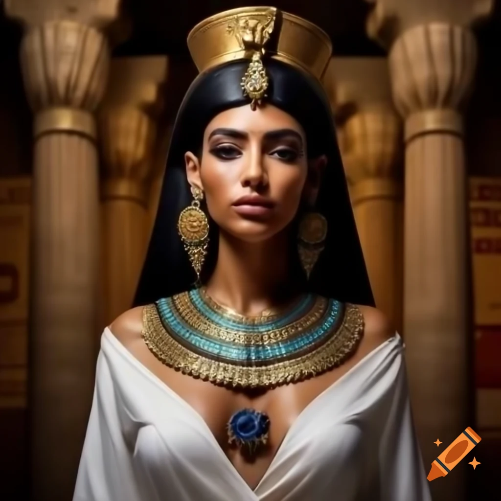 Hyper-realistic portrait of cleopatra, showcasing egyptian and greek ...