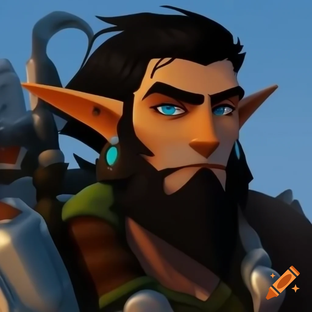 Time traveler from jak and daxter universe in guard armor with y tattoo ...