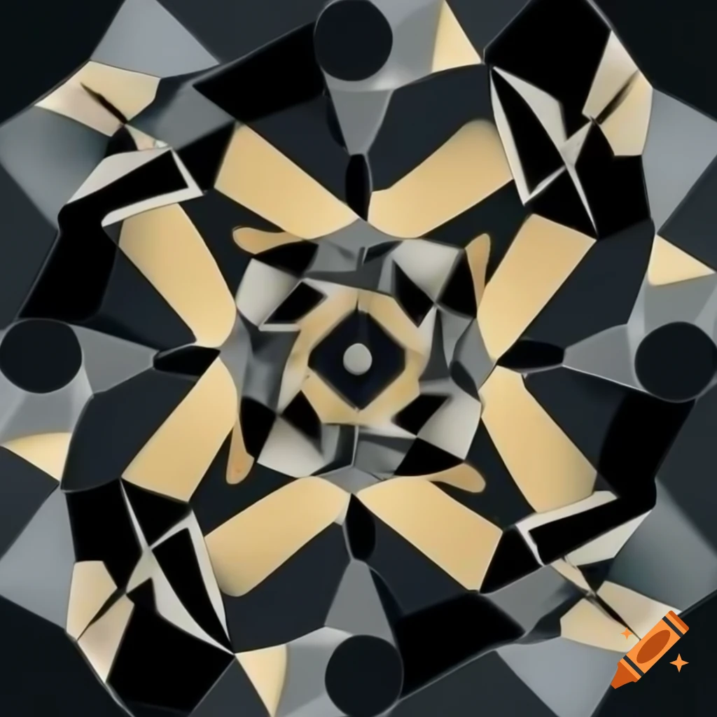 Symmetrical abstract geometric composition with balanced shapes on Craiyon