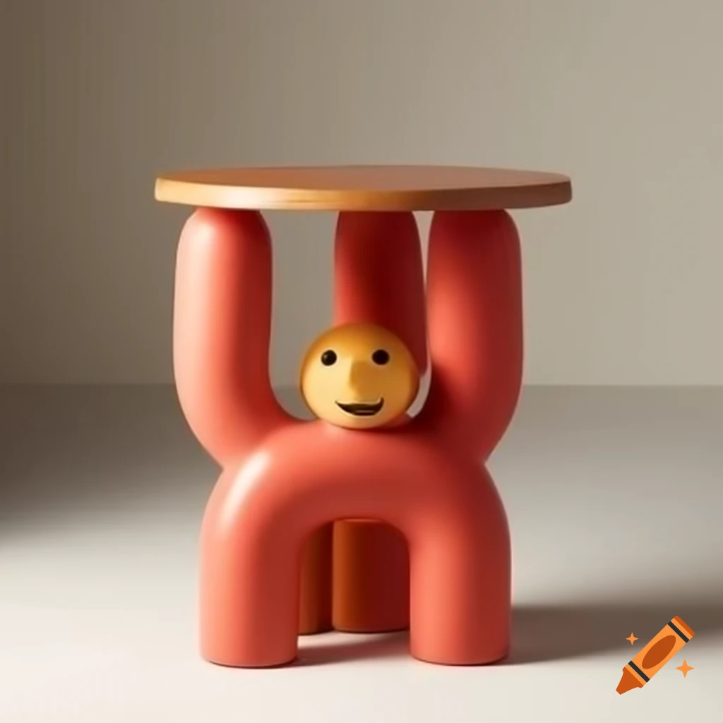 Sculptural side table with blobby form design on Craiyon