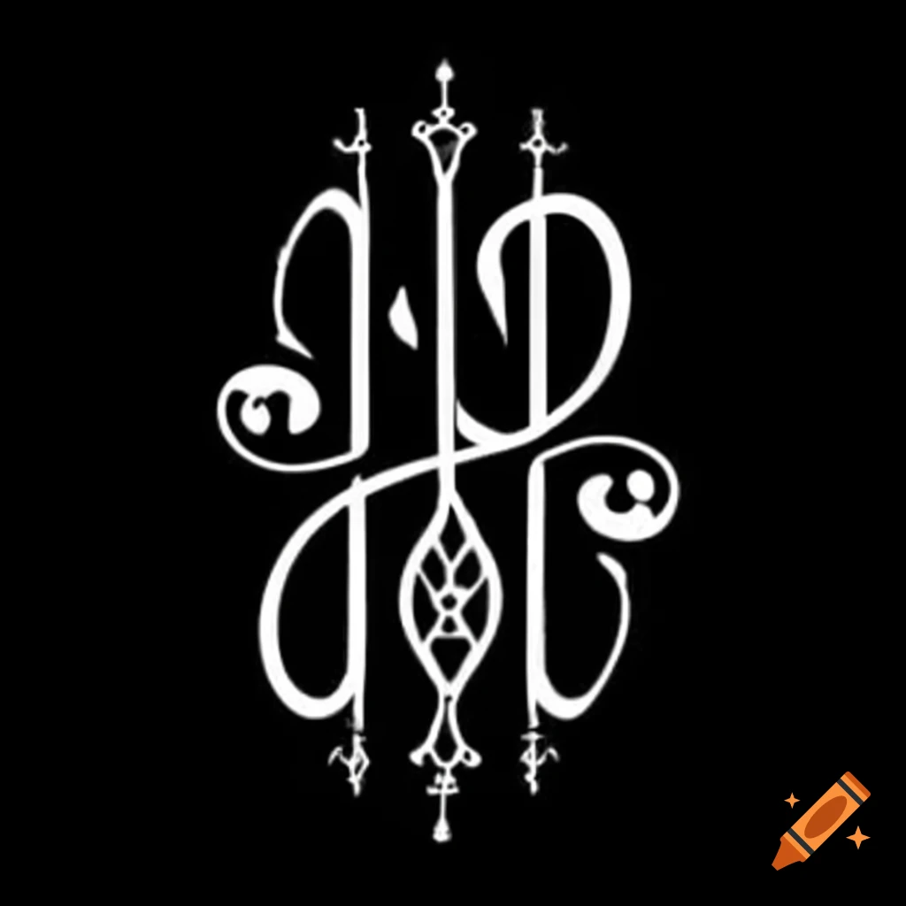 Medieval calligraphy letters JMP with black ink and decorative leaves ...