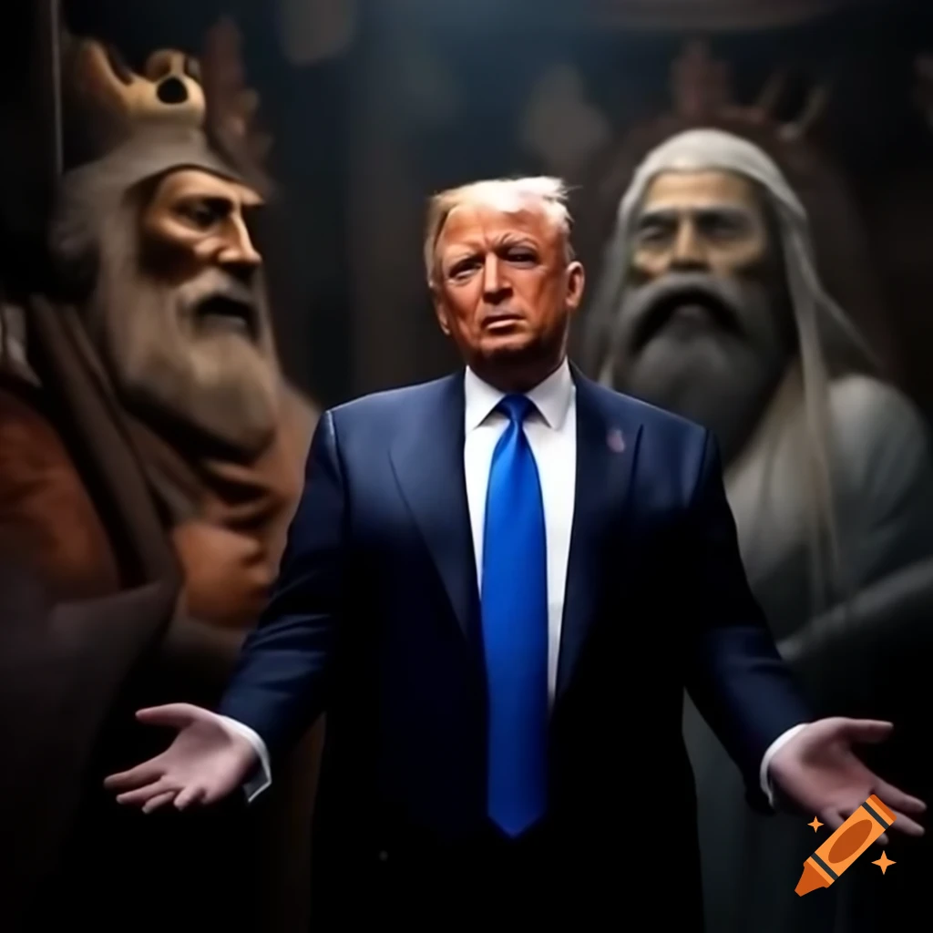 Representation of donald trump with a divine figure on Craiyon