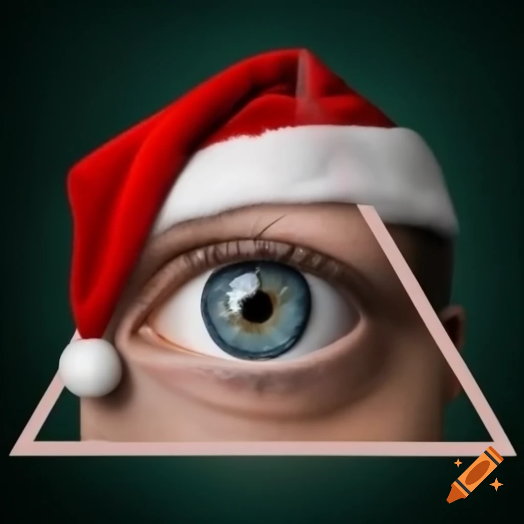 Eye of Providence adorned with Santa hat and triangle design on Craiyon
