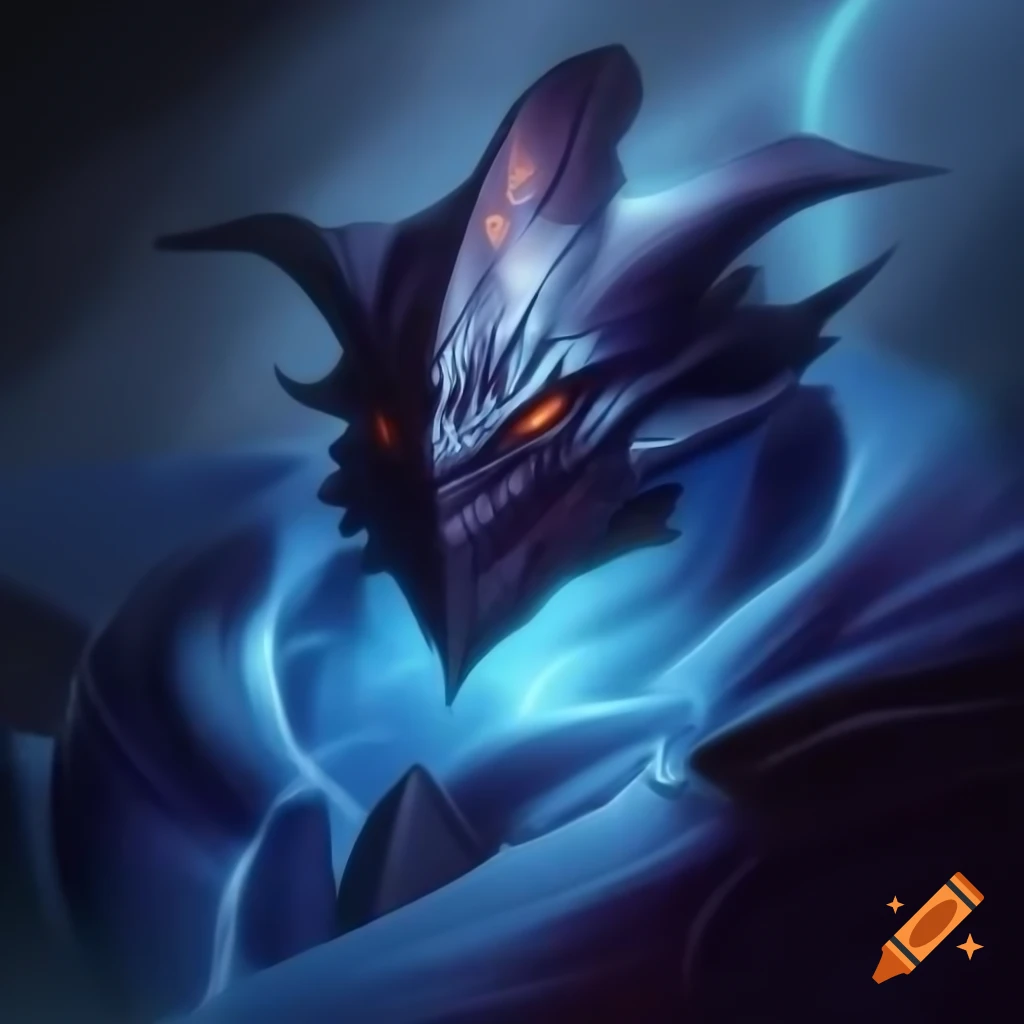 Dragon-sized helmet made of lightning ice with hellfire background ...