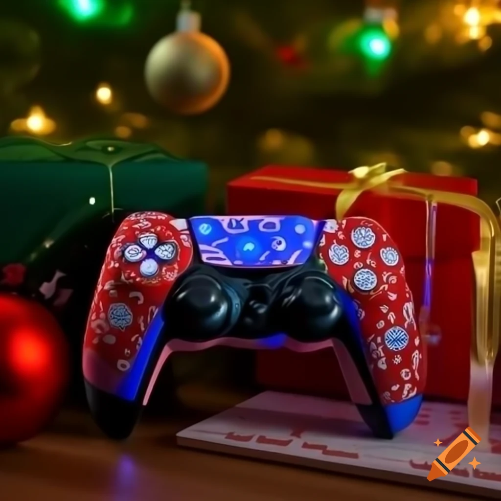 PlayStation console decorated with Christmas lights and Merry Christmas ...