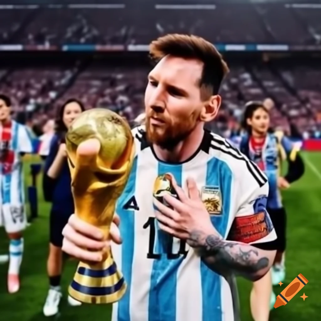 Lionel messi holding a drink, celebrating on Craiyon