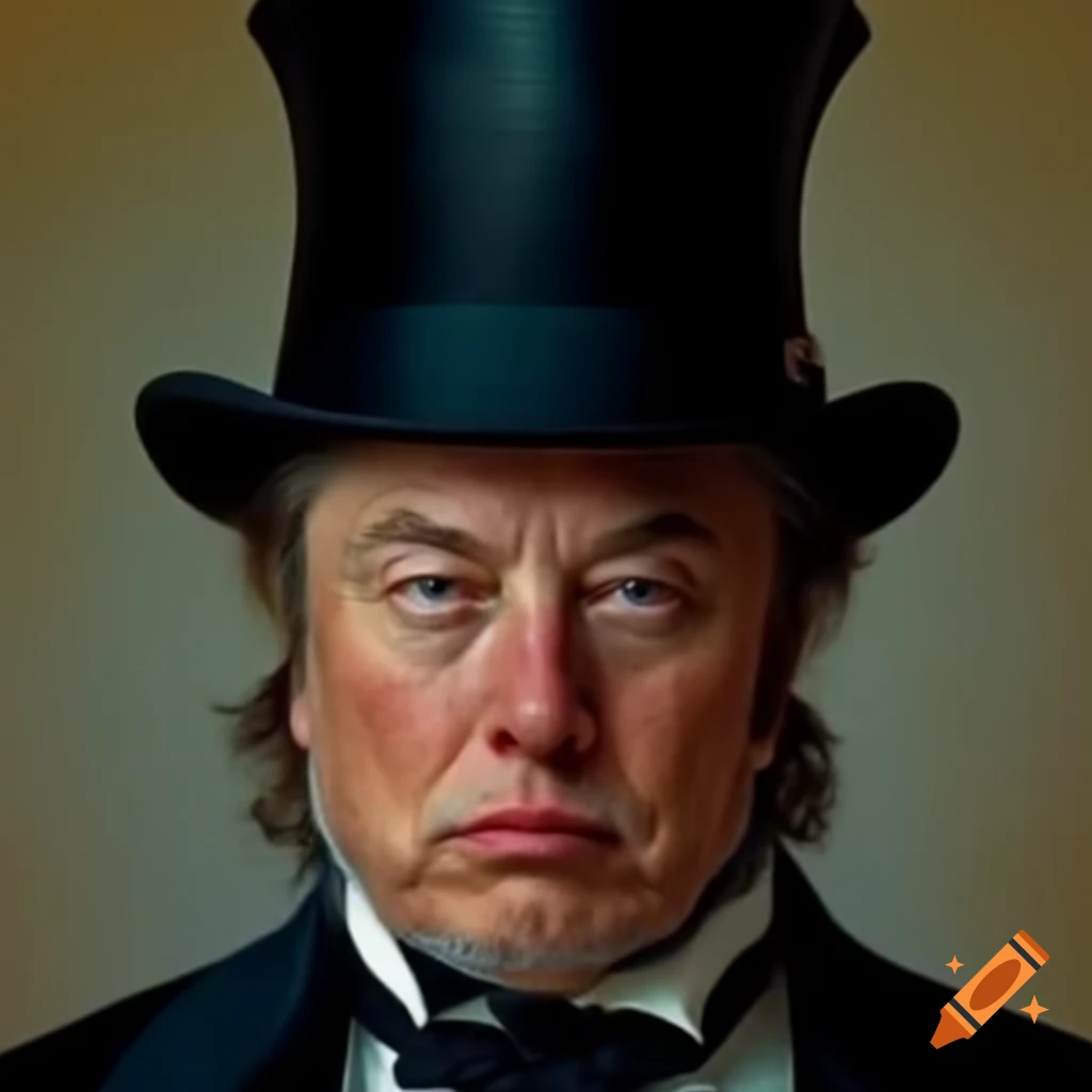 Elon Musk wearing a top hat on Craiyon
