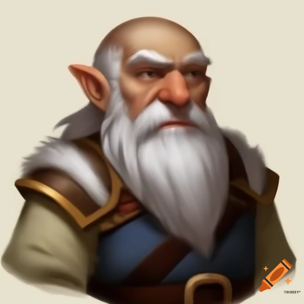Portrait of a pale-faced dwarf resembling a sailor in light clothing ...