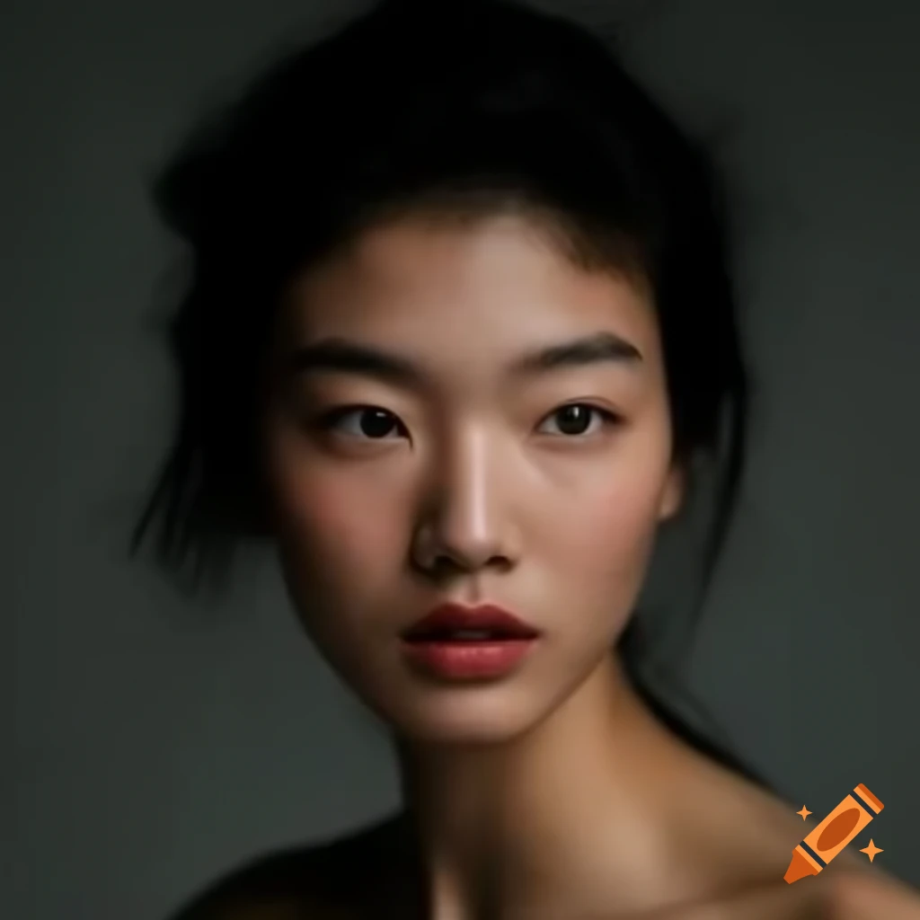 Female model from hong kong posing stylishly on Craiyon