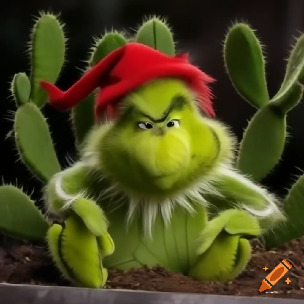 Cuddly cactus concept featuring Mr. Grinch on Craiyon