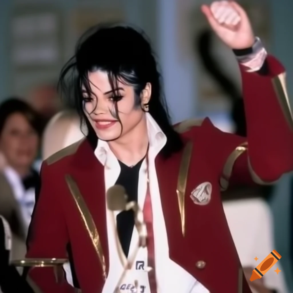 Michael Jackson and Captain Igloo engaging in a playful fight in front ...