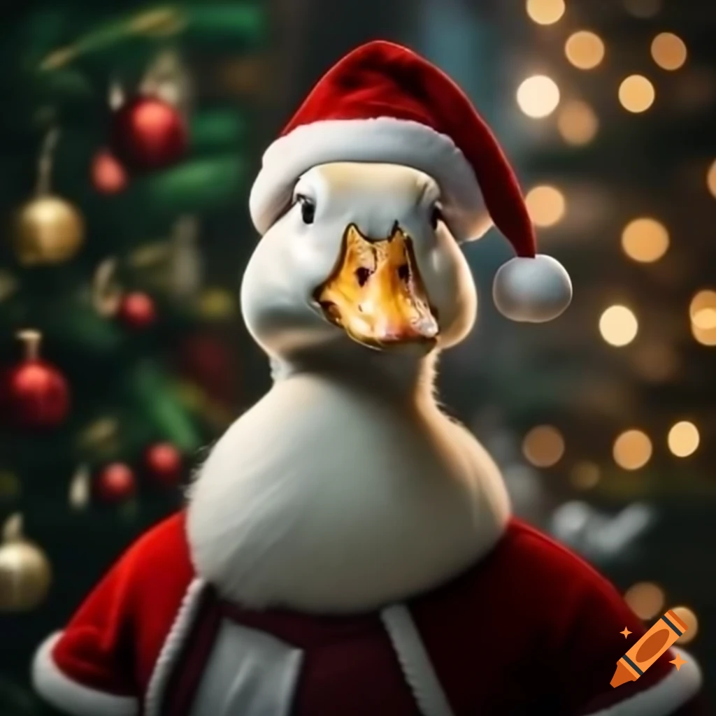 Duck dressed as santa claus on Craiyon