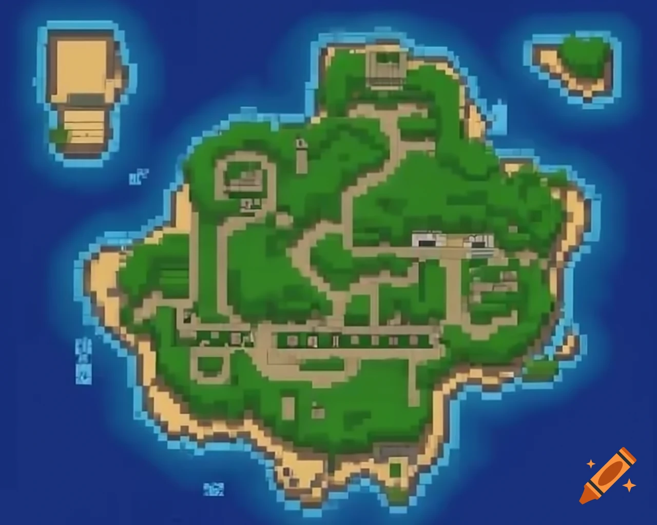 2D pixel art map overhead perspective 1920x1080 on Craiyon