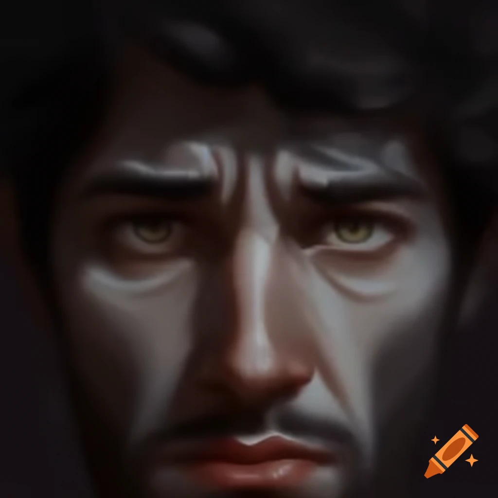 Close-up of a weary man's face with grey shades on Craiyon