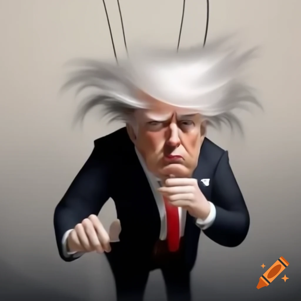 Whimsical cartoon of Elon Musk as puppet master controlling Donald ...