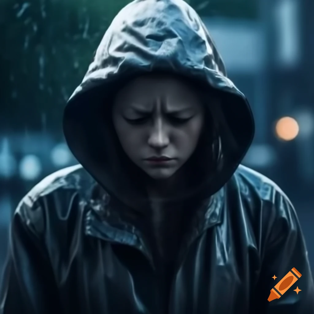 Photo realistic depiction of a sad and depressing rainstorm on Craiyon