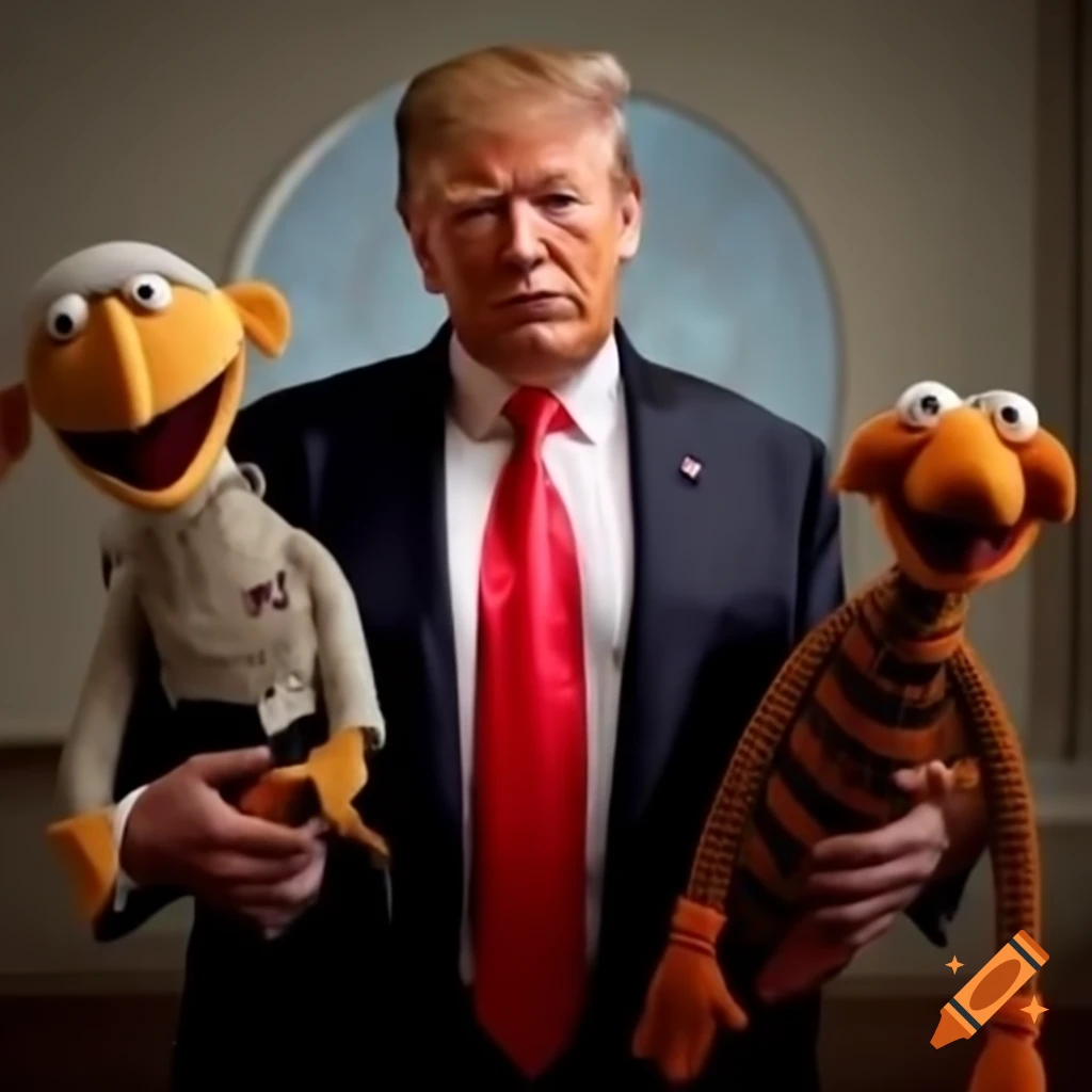 Satirical depiction of elon musk controlling donald trump with puppet ...